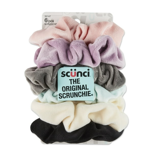 Scunci The Original Scrunchie Hair Ties in Soft Velour, Assorted ...
