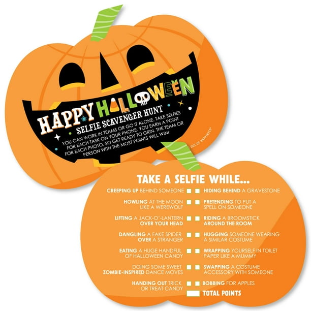 Big Dot of Happiness Jack-O'-Lantern Halloween - Selfie Scavenger Hunt ...