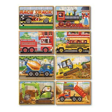 Melissa & Doug Classic Vehicles Wooden Jigsaw Puzzles in a Box - 3 ...