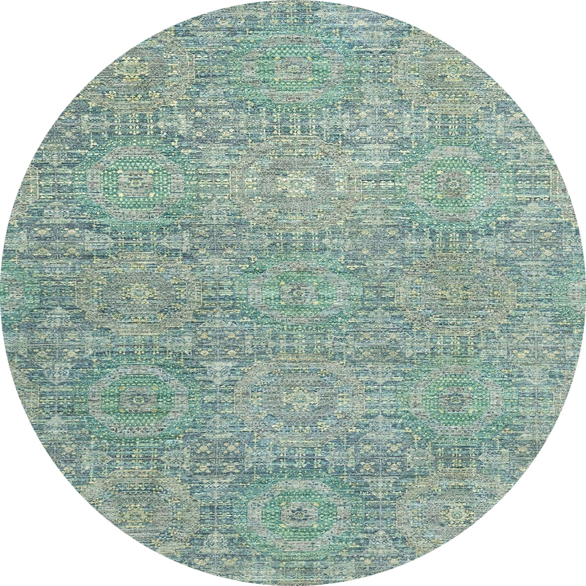 Ahgly Company Indoor Round Abstract Green Abstract Area Rugs, 5' Round ...