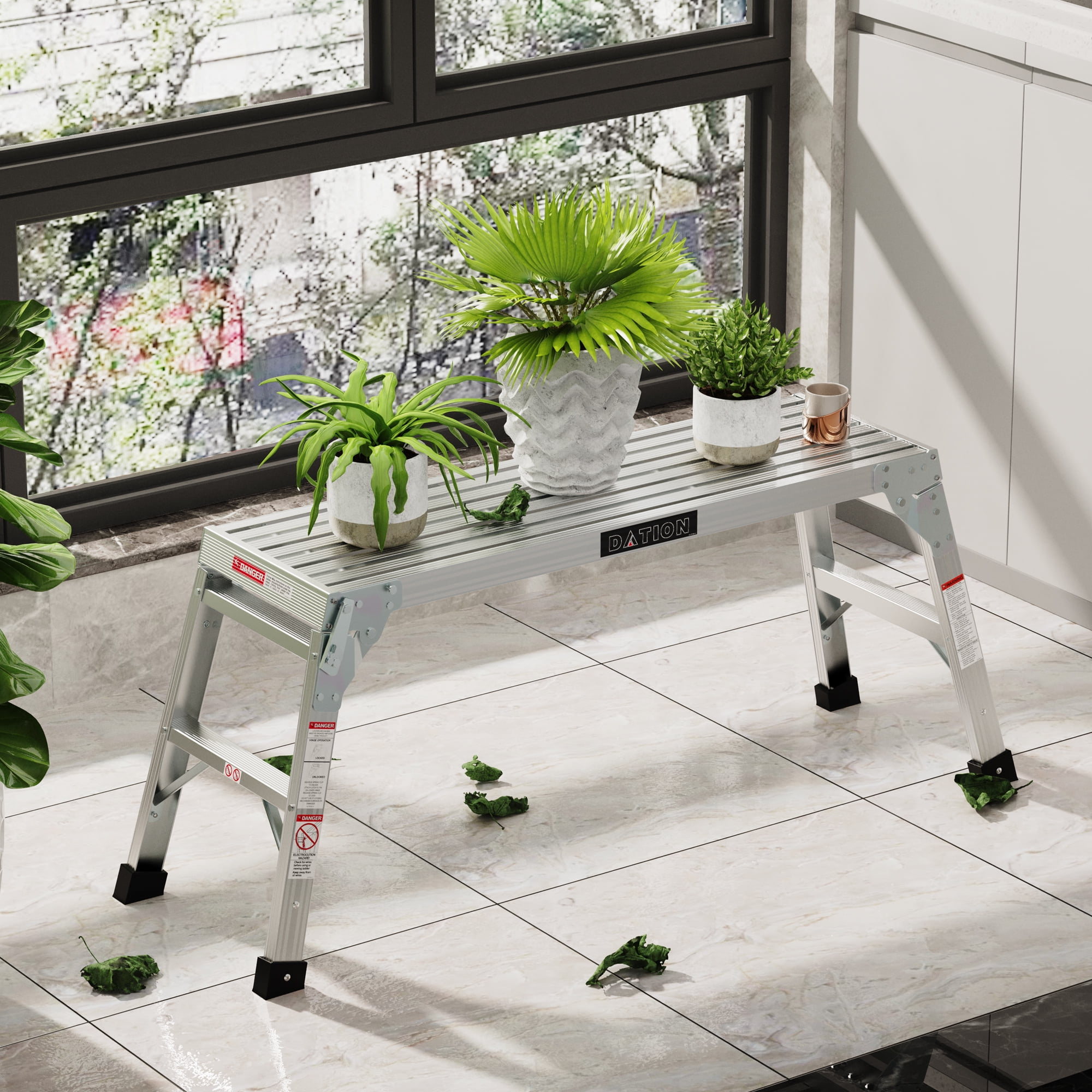 KUUFER 225 lbs Capacity Work Platform Aluminum Step Ladder, Portable ...