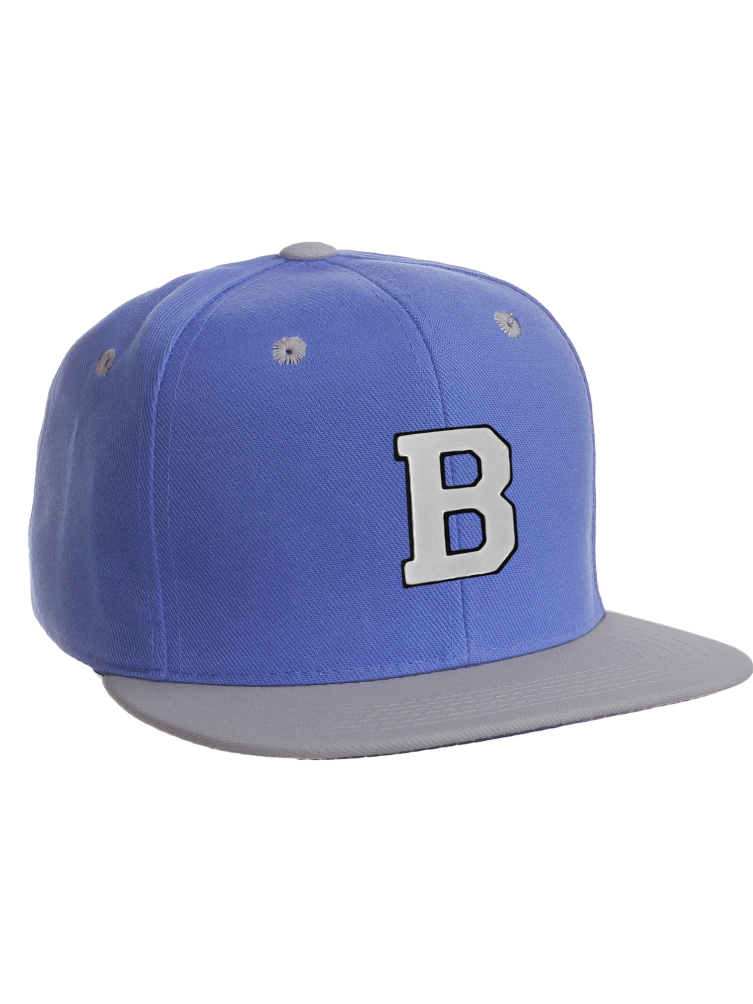 Classic Snapback Hat Custom A to Z Initial Letters, Blue Gray Cap Black ...