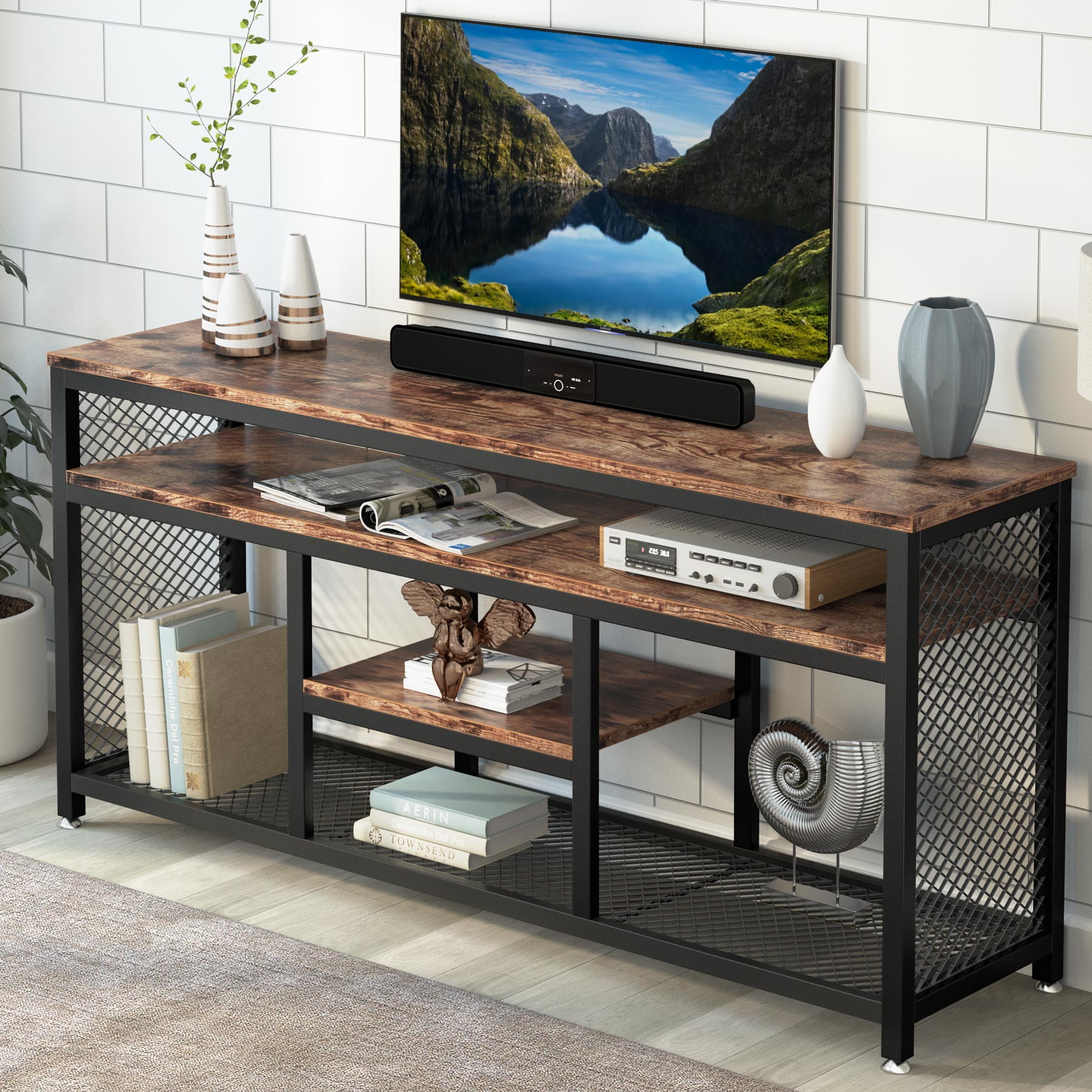 Tribesigns TV Stand for TV up to 60 inches, 4 -Tier TV Console Media ...