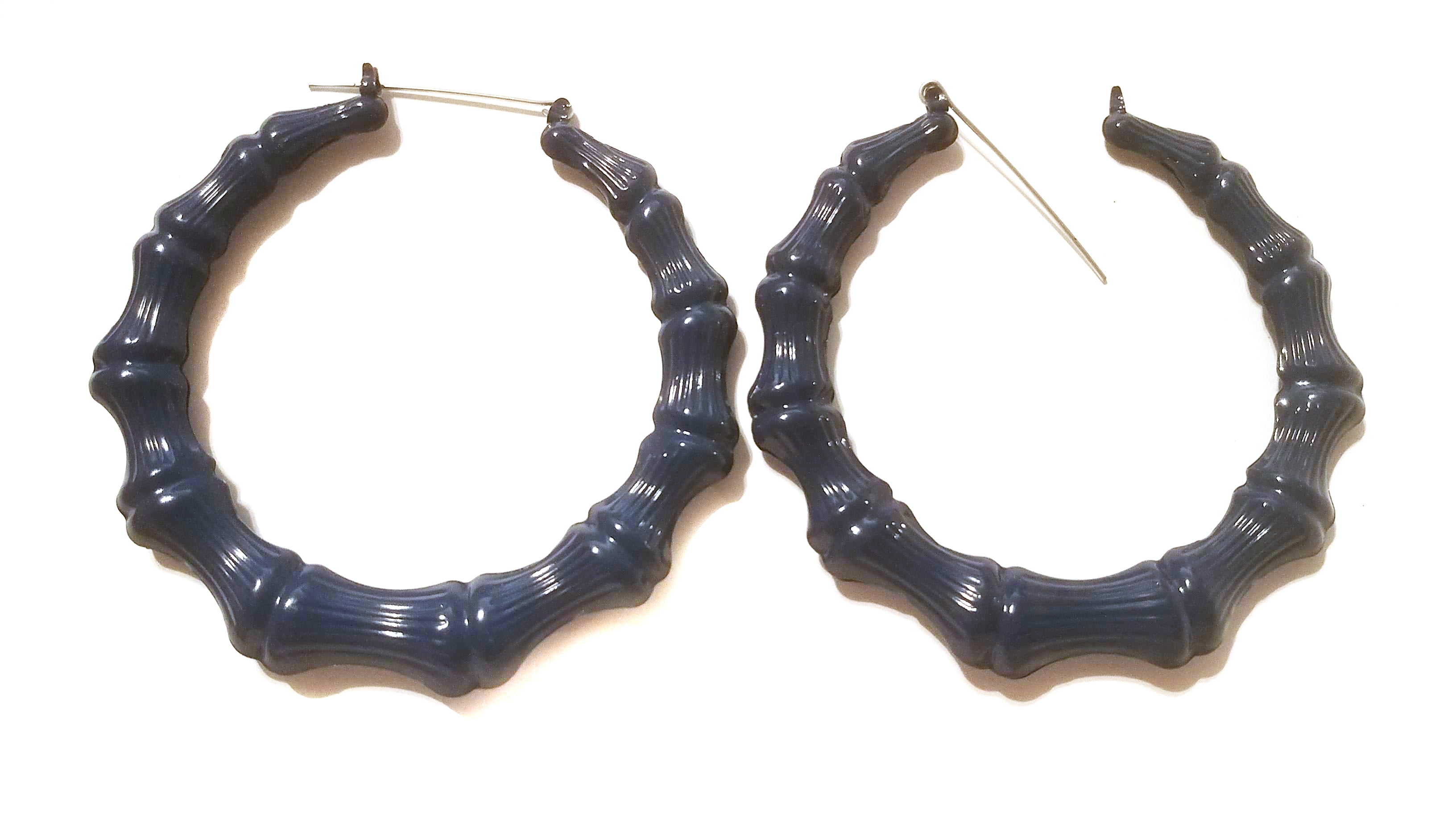 Bamboo Black Hoop Earrings Bamboo Hoop Earrings 3 inch Hoops - Walmart.com