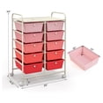 10-Drawer Rolling Storage Cart - Pink Mobile Organizer for Art Supplies ...