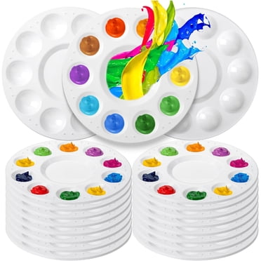 LotFancy 12 Small Plastic Paint Pallets for Kids, Painter Mixing Tray ...