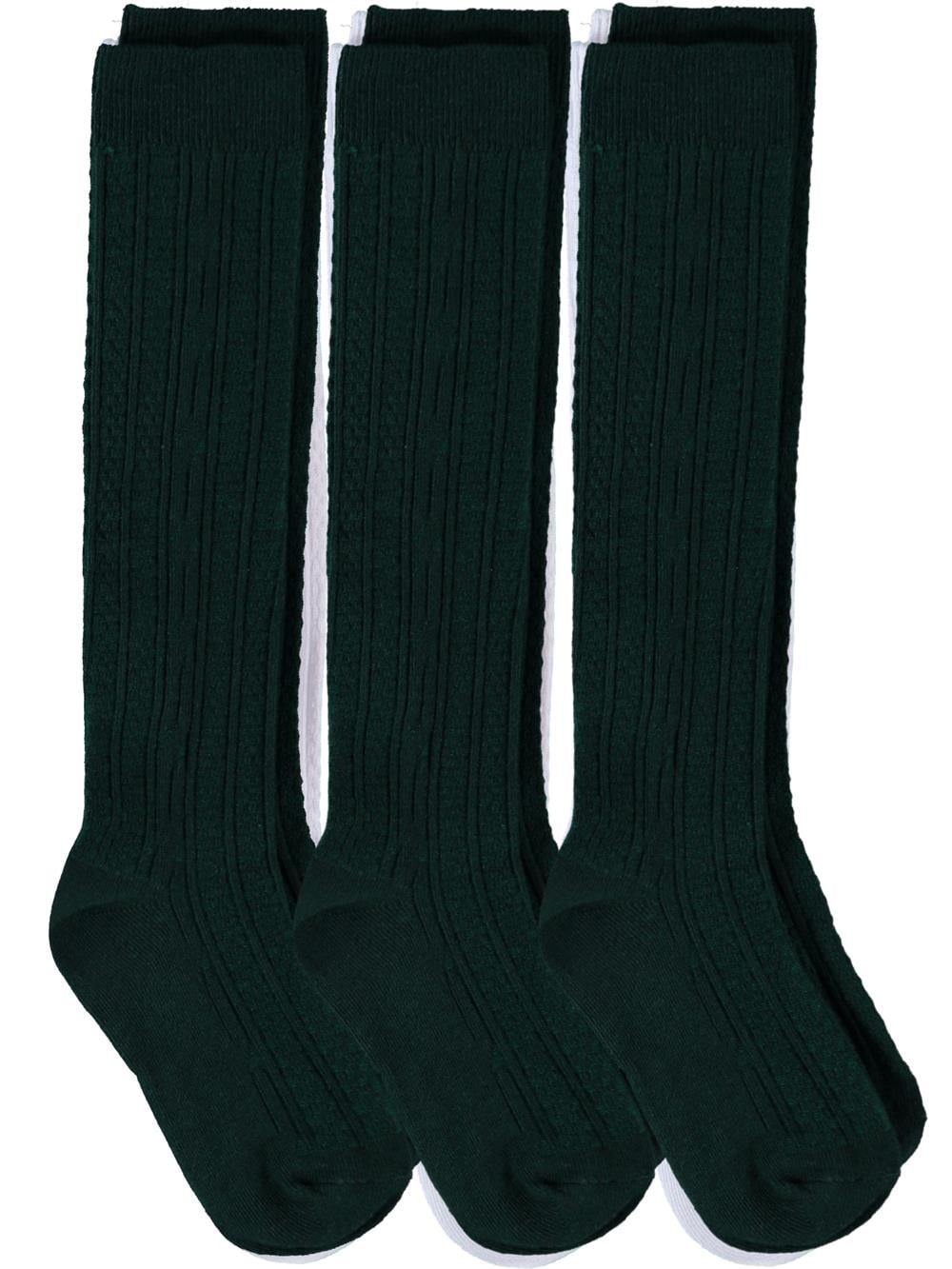 Piccolo Hosiery Girls Cable Knee High Socks 3-Pack(Hunter 8/9 ...