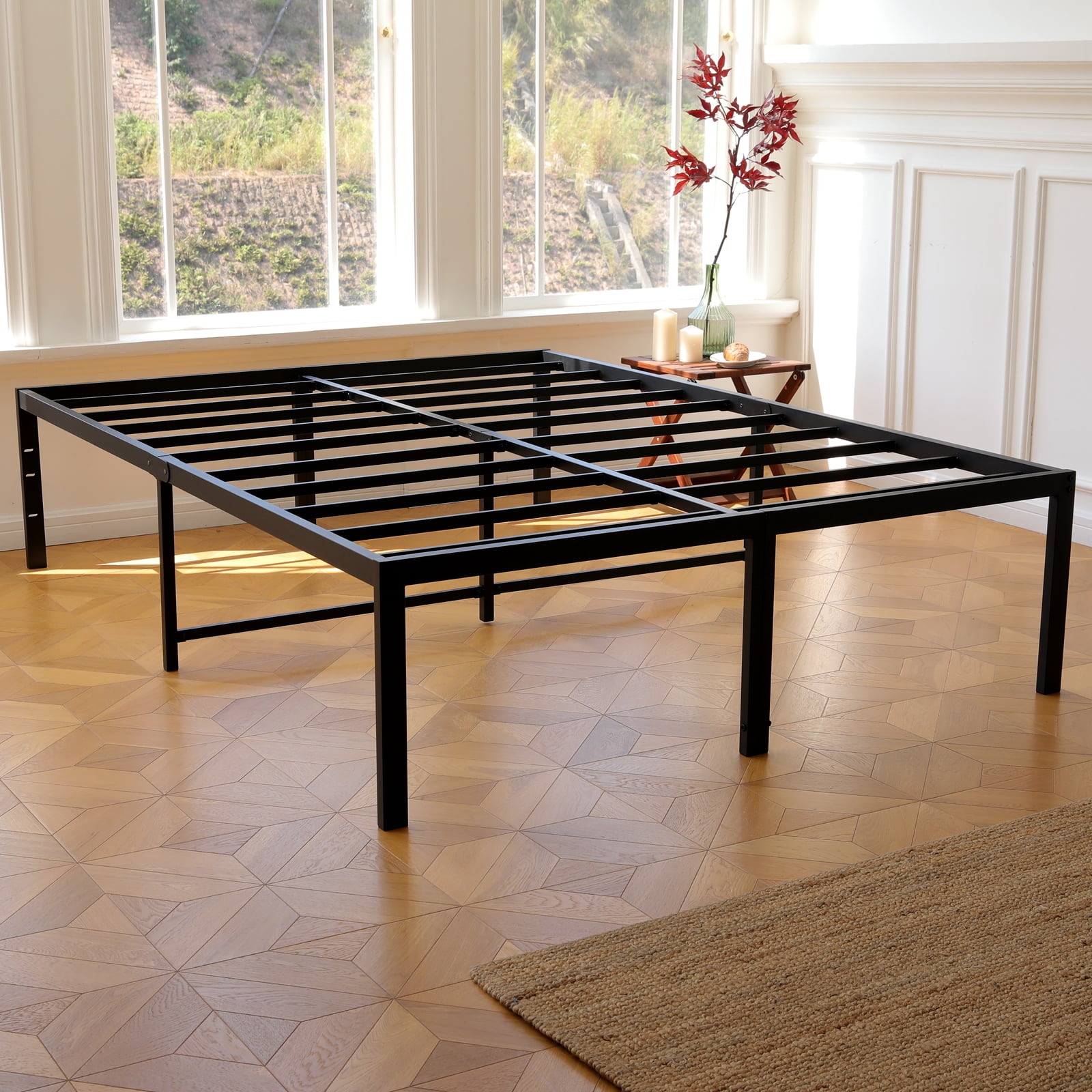 Lusimo 18" Heavy Duty Full Metal Bed Frame No Box Spring Needed and ...