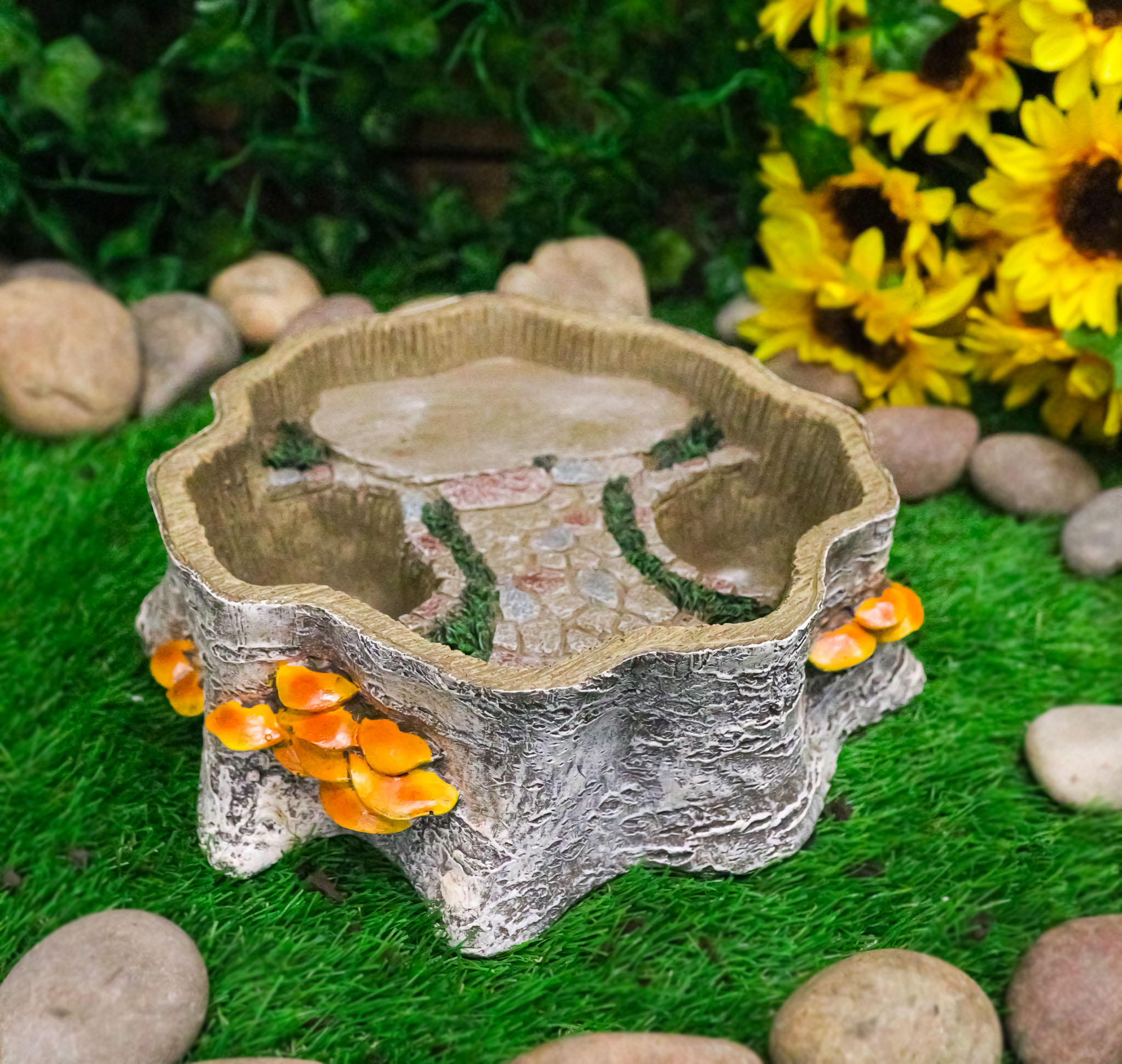 Fantasy Miniature Fairy Garden Tree Stump Cottage House Nook Display ...
