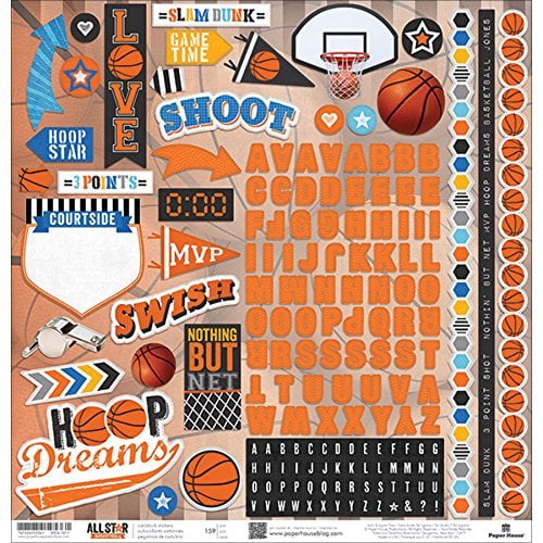 Paper House STCX1011 Basketball Cardstock Stickers 12"X12" - - Walmart.com