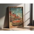 Affixzi Vintage Red Classic Car Americana Street Scene Print, Patriotic ...