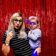 4 Pack Red Foil Fringe Curtain Backdrop, 3.28Ft x 8.2Ft Metallic Tinsel ...