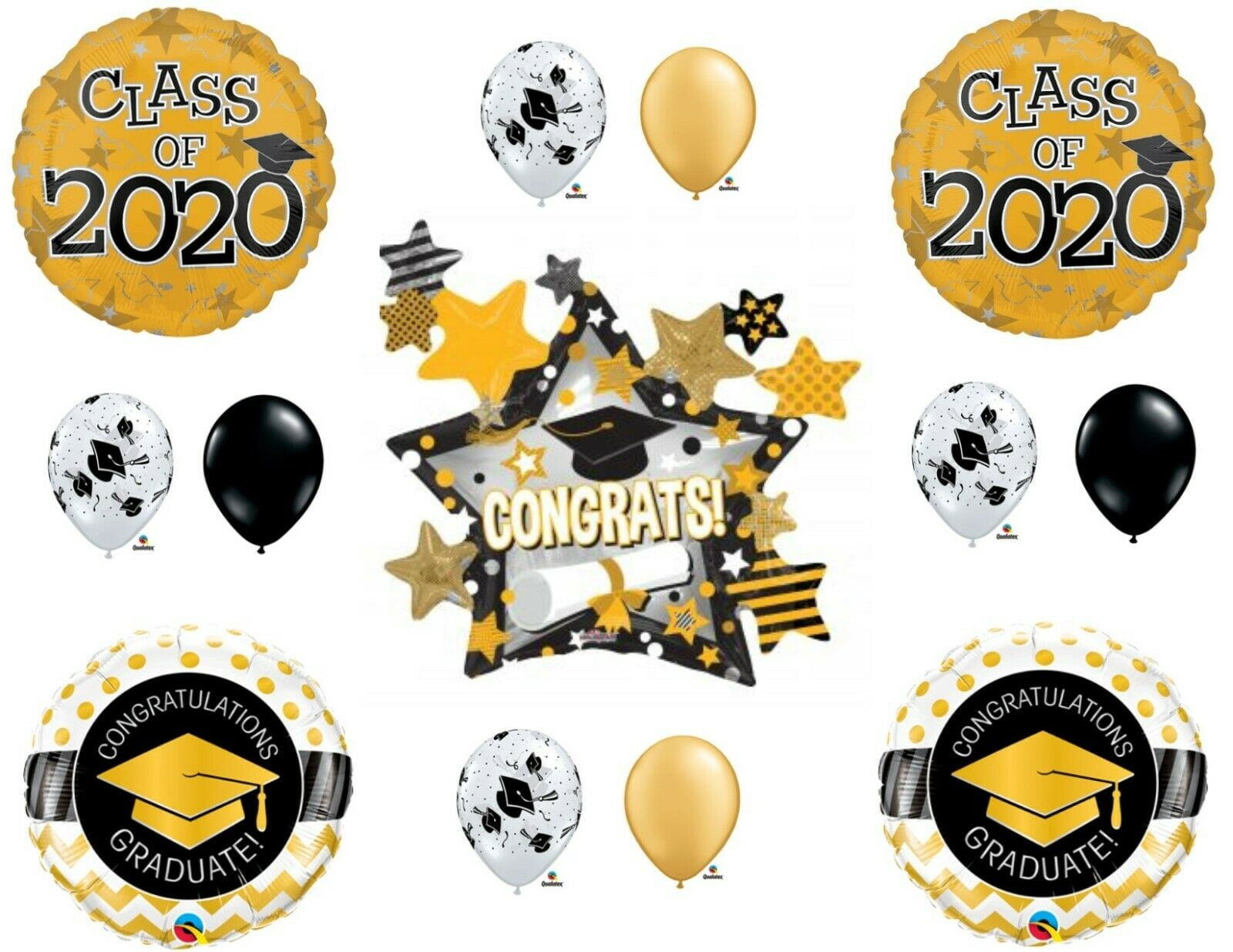 GOLD & BLACK CHEVRON & POLKA DOTS CLASS OF 2020 Graduation Party ...