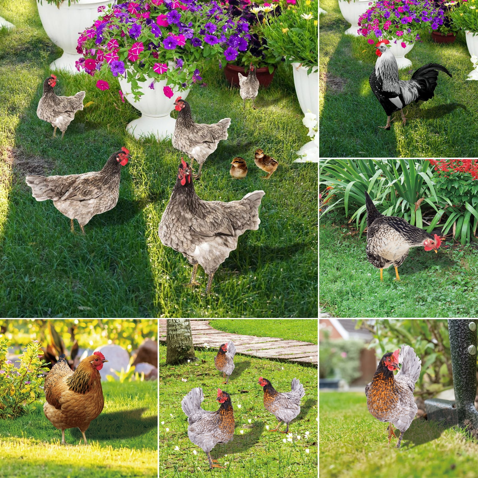 Bobasndm Rooster Decor Garden Statue Metal Chicken Yard Art Sculpture ...