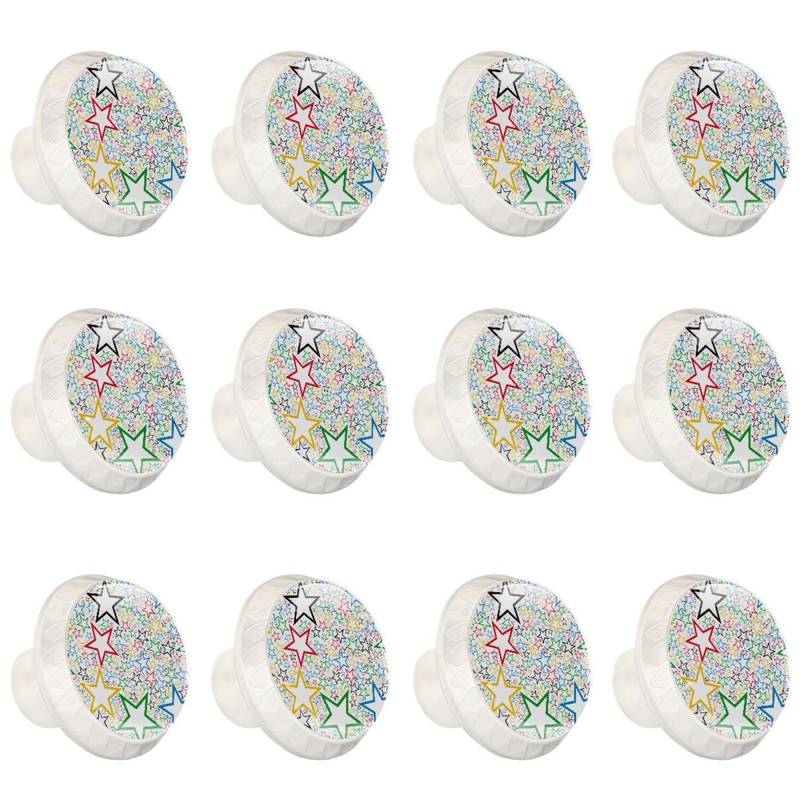 12 Pcs Multicolored Stars Knobs for Kitchen Cabinet Cupboard Dresser ...