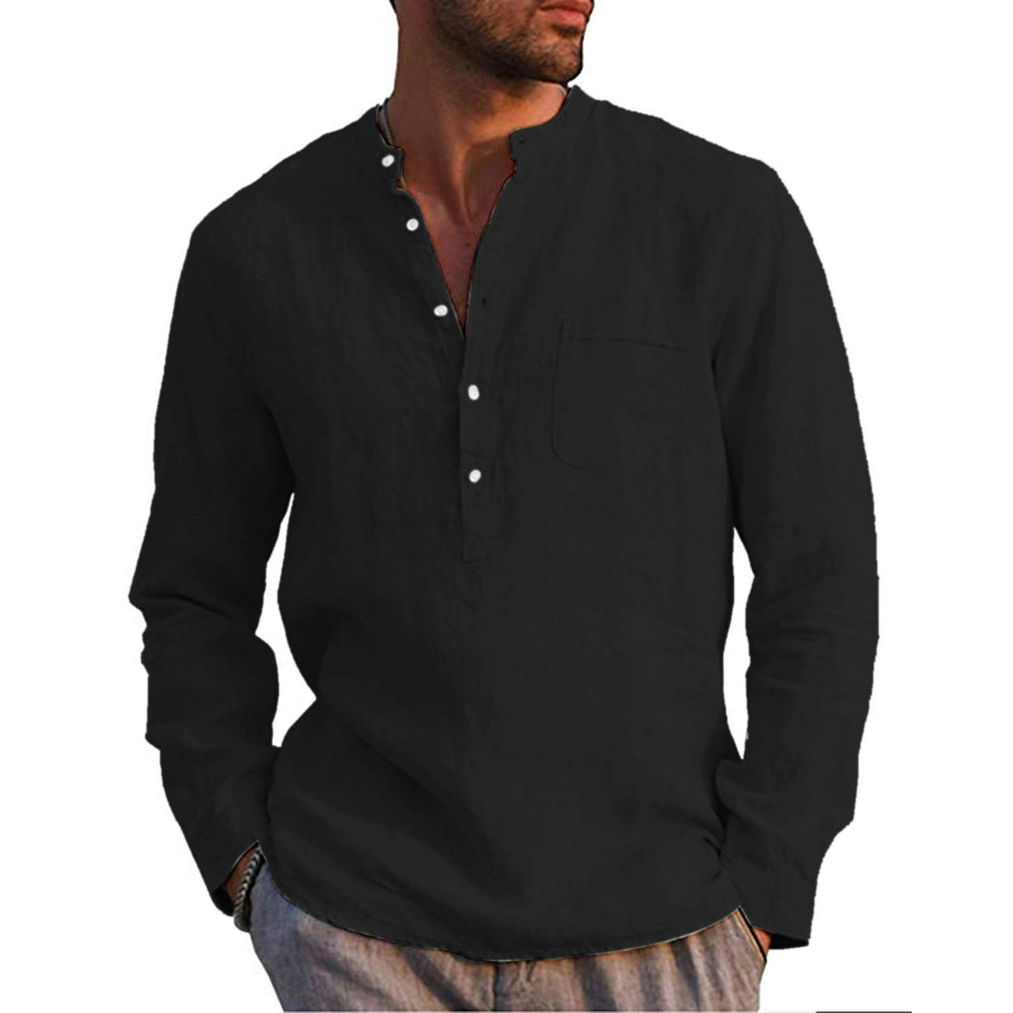 Click here for Redhotype Mens Cotton Linen Shirt Casual Long Slee... prices