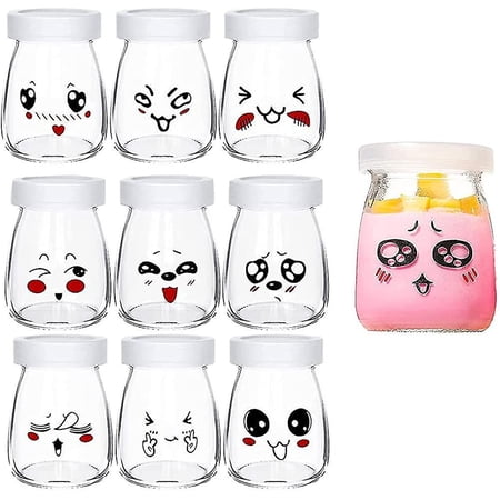 Set Of 10 Glass Yogurt Pots With Leakproof Lids Children's Yogurt Pot ...