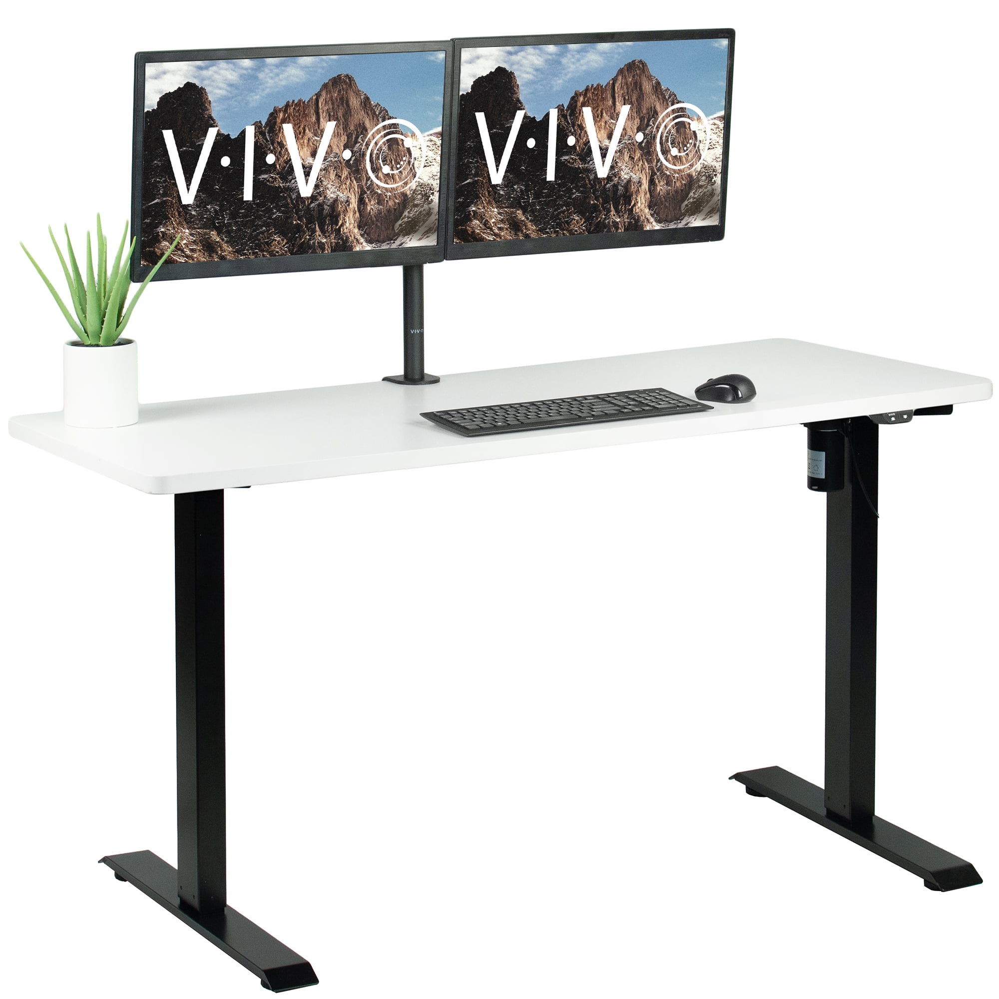 VIVO Electric 60” x 24” Stand Up Desk Workstation | White Table Top ...