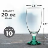 Toscana's Elegant 20 Oz Large Water Goblet Glasses Set of 10, Green ...