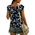 Sobgg25 Womens Spring Floral V Neck T Shirt Slim Fit Design Light