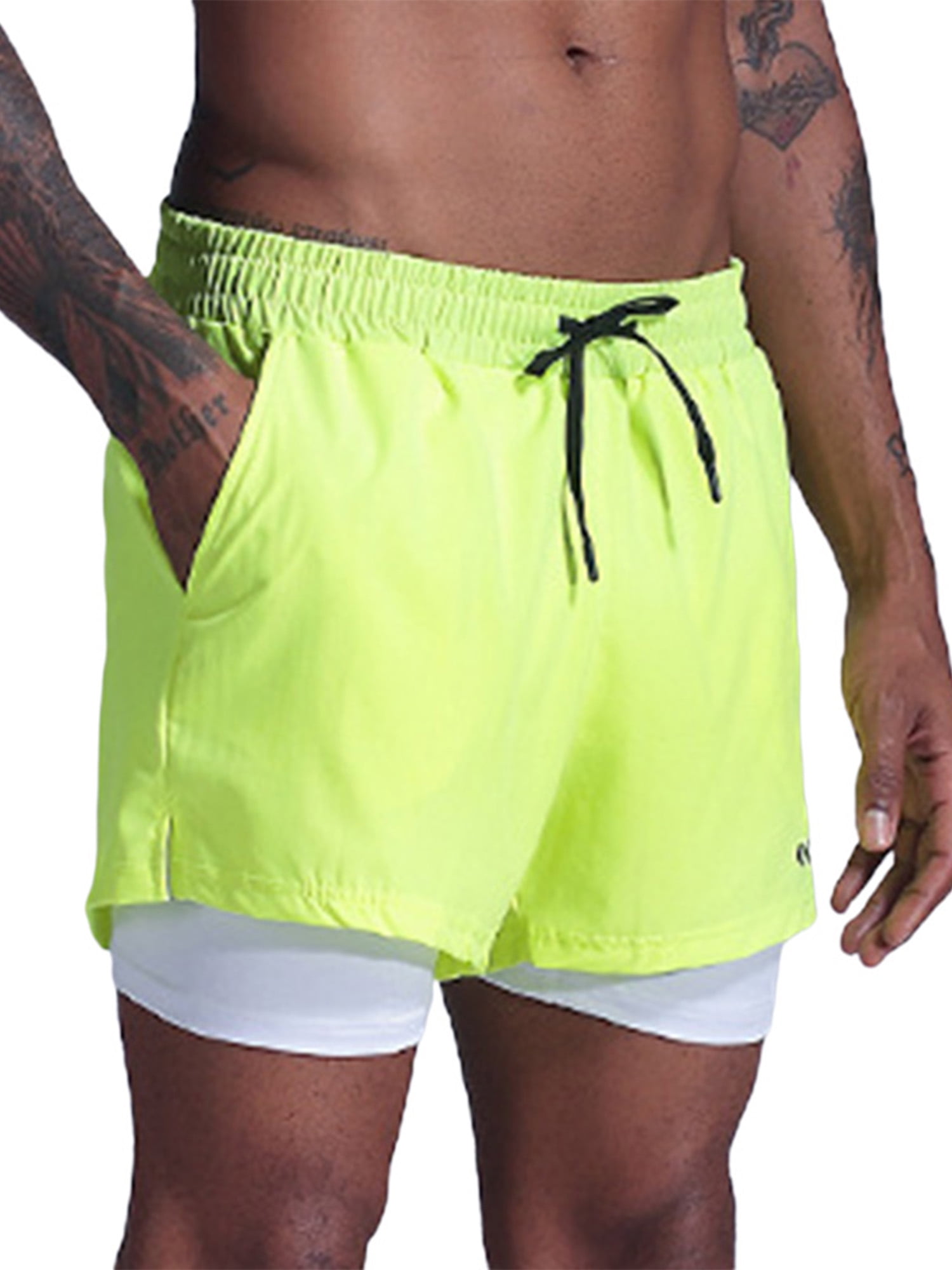 Avamo Mens Compression Marathon Short Pants 2 In 1 Running Shorts Dry