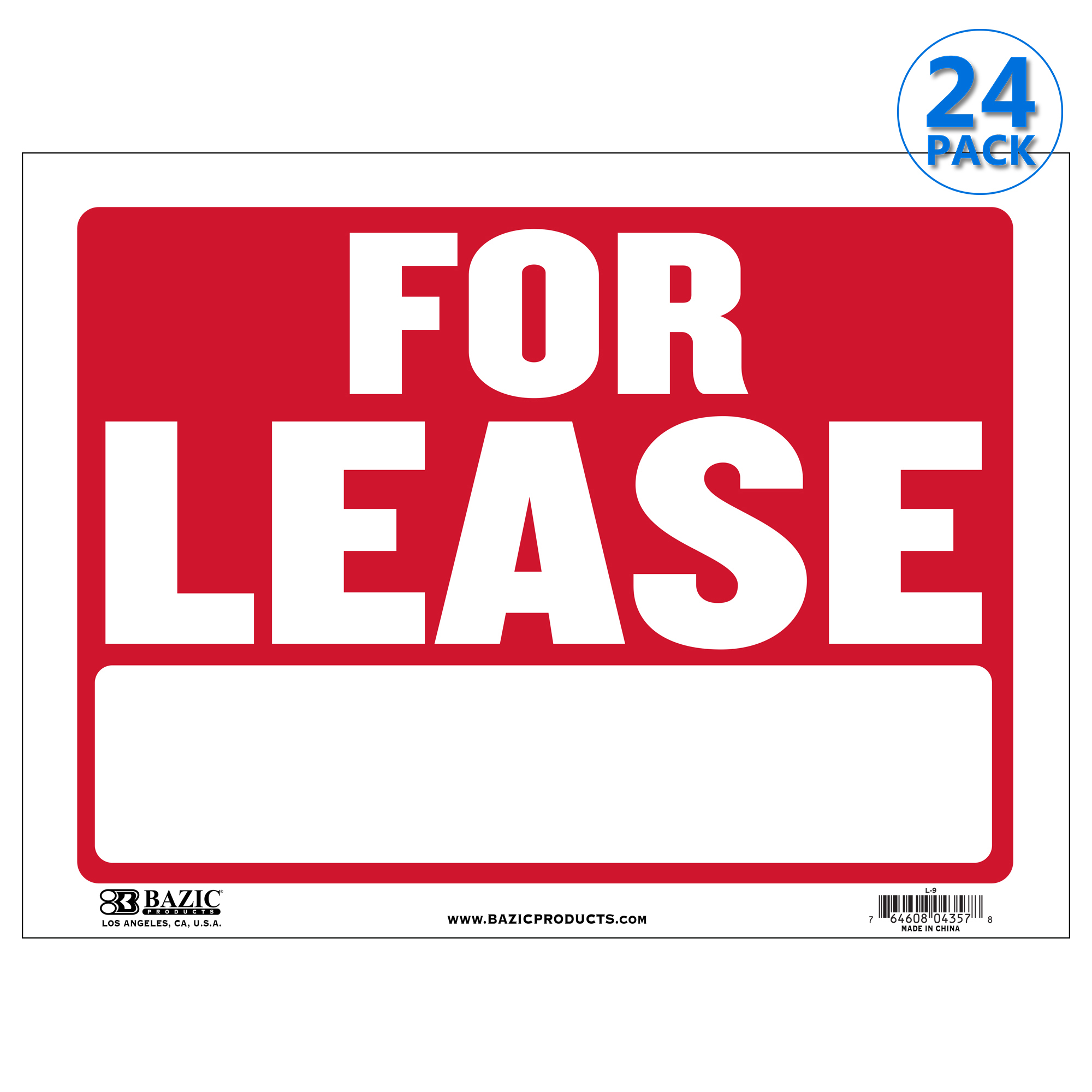 BAZIC For Lease Sign 12"x16", Waterproof Indoor Signage, 24-Pack ...
