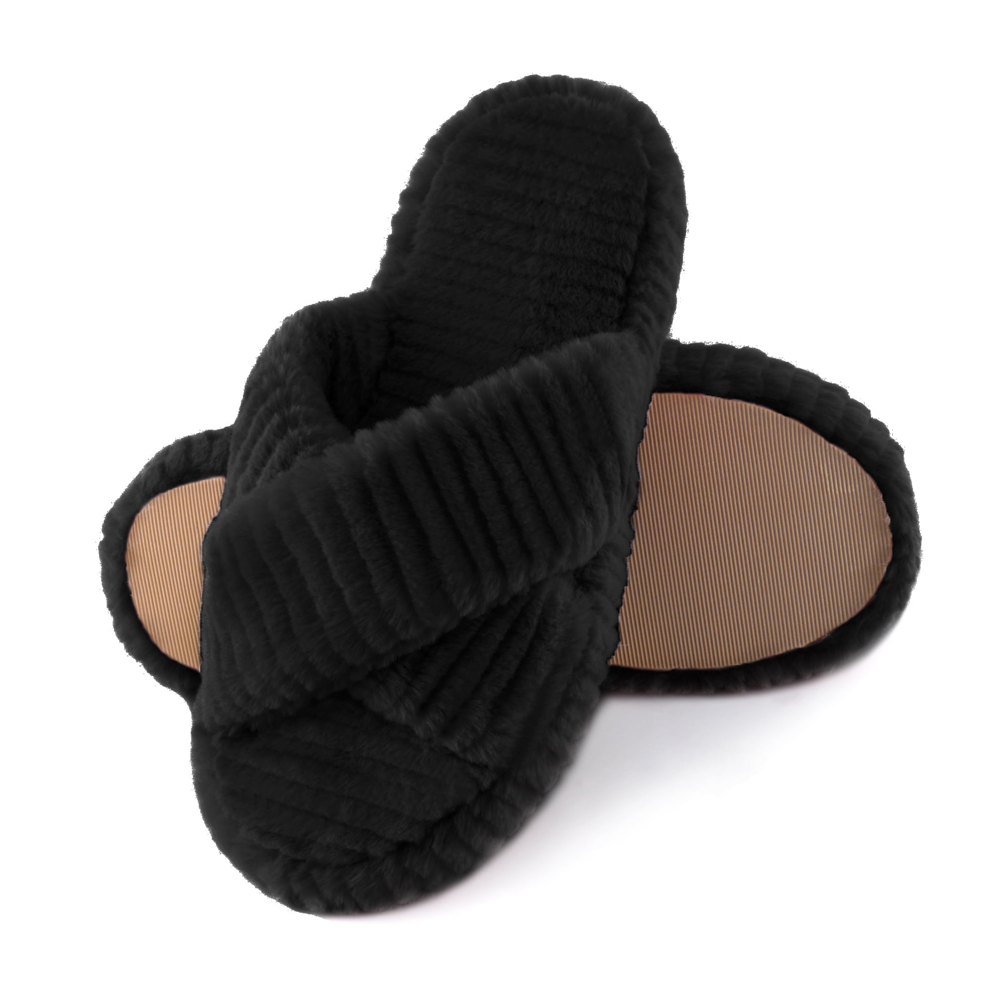 LORDFON Open Toe Cross Band Slippers for Women House Slippers with ...