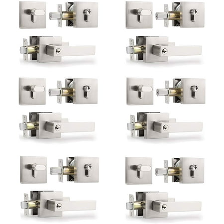 6 Pack Storeroom Bedroom Keyed Entry Door Locks in Brushed Nickel ...