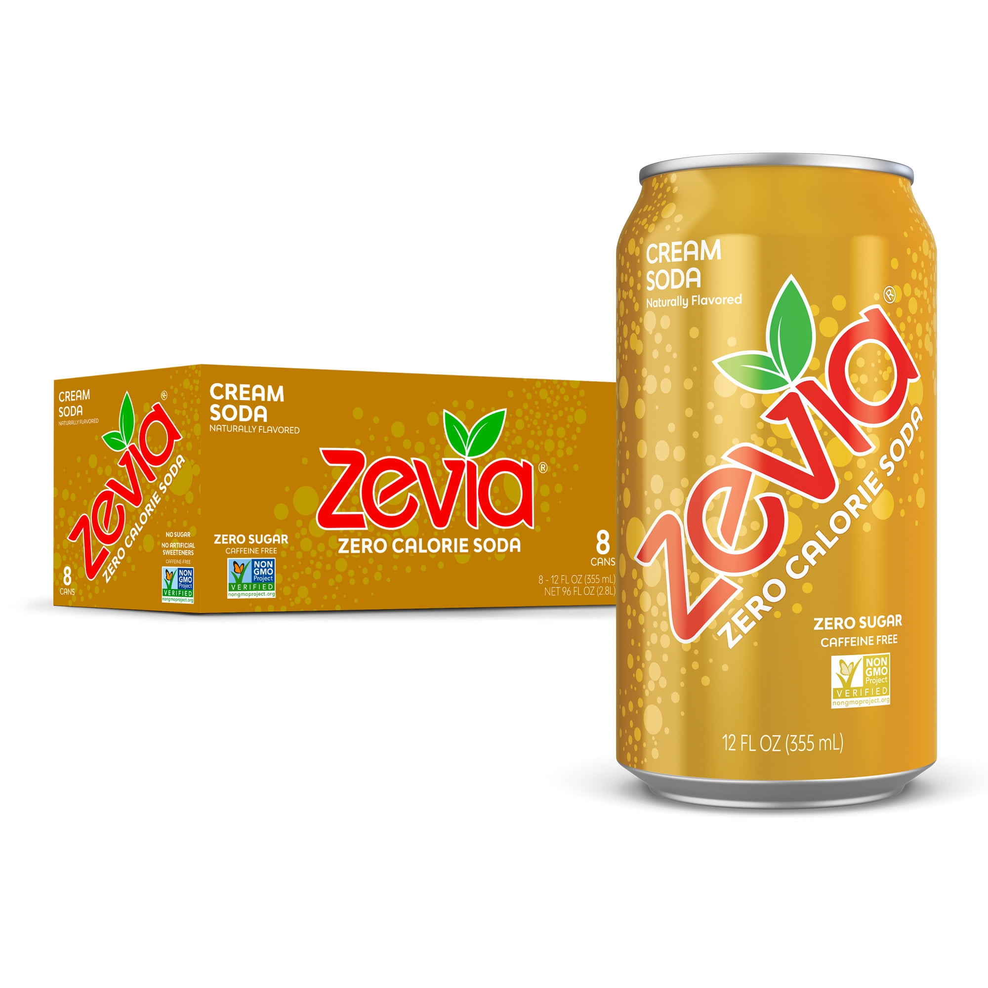 Zevia Zero Calorie, No Sugar Cream Soda Pop, 12 fl oz, 8 Pack Cans - Walmart.com