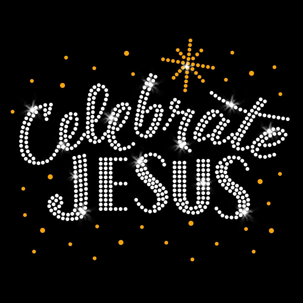 Gold Celebrate Jesus Iron-on Clear Rhinestone Transfer by JCS ...