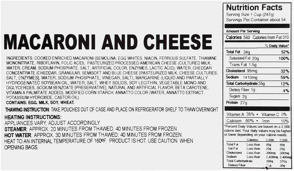 Tyson Macaroni and Cheese Entree, 5 Pound -- 6 per case - Walmart.com