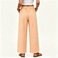 AKOEE Plaid Pants for Women with Pockets Wide Leg Loose Sweatpants ...