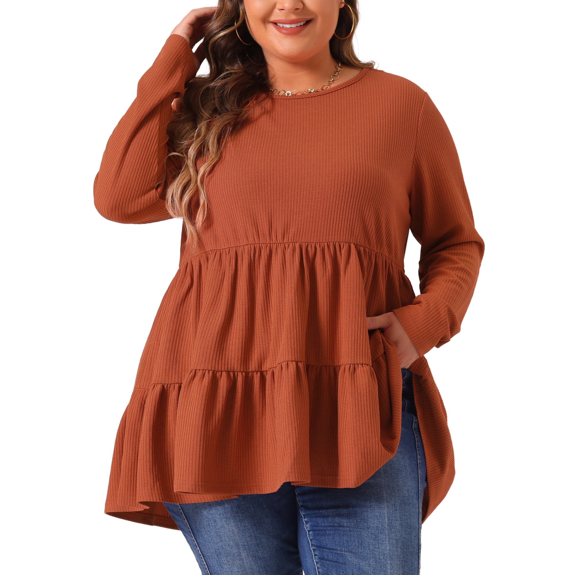 Click here for Agnes Orinda Womens Plus Size Babydoll Tops Long S... prices