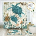 FRAMICS 16 Pc Sea Turtle Shower Curtain and Rug Set, Waterproof Fabric ...