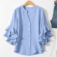 3/4 Length Sleeve Womens Tops 2026 Spring Summer Cotton Linen Loose ...
