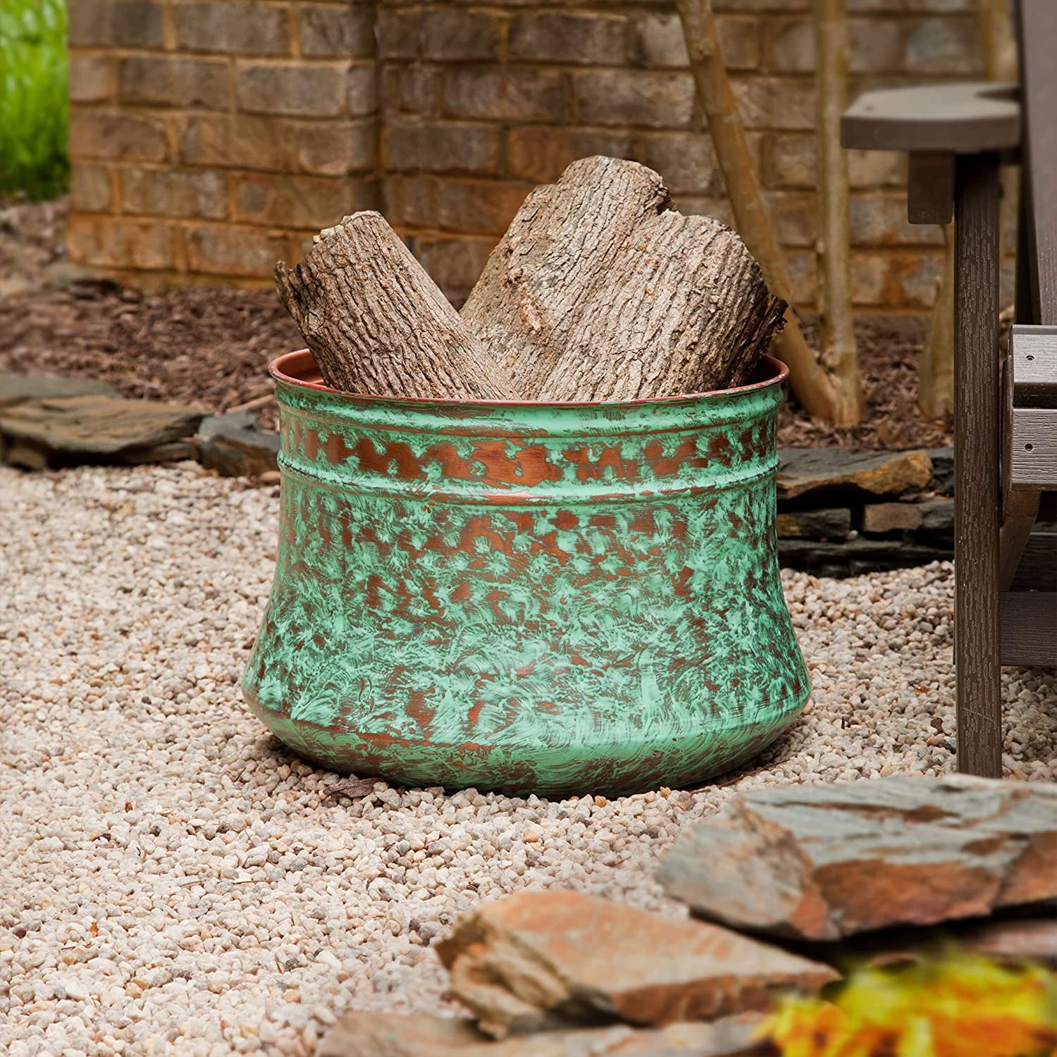 Liberty Garden Hammered Copper Hose Pot | Fasci Garden