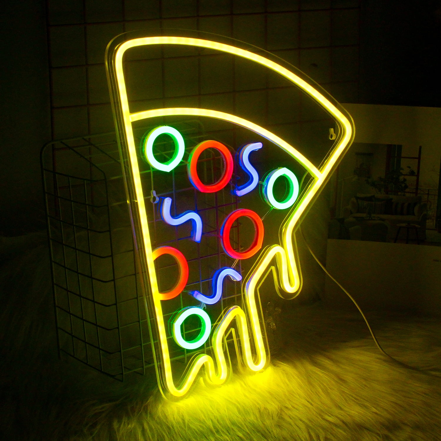 Daichu Pizza Shaped Neon Lights LED Neon Light Sign for Bedroom Kids ...