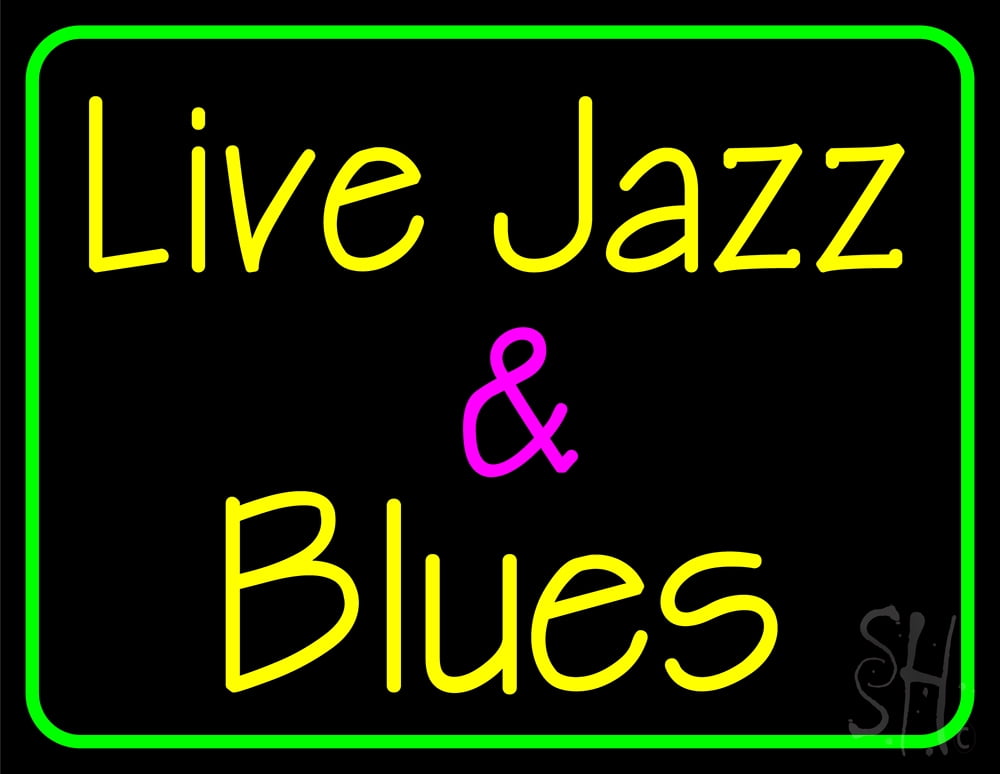 Live Jazz And Blues 1 LED Neon Sign 15" Tall x 19" Wide - inches Black ...