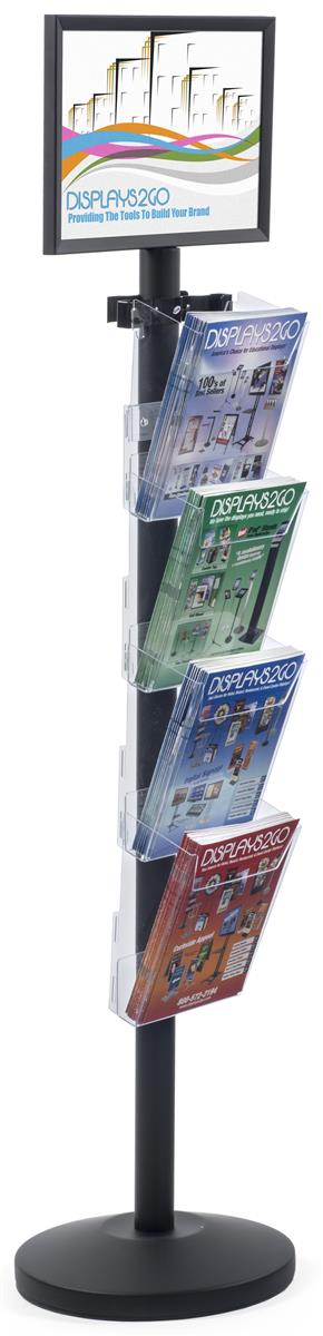 Floor Stand Sign Holder, 17" x 11", with 4 Literature Holder Pockets ...