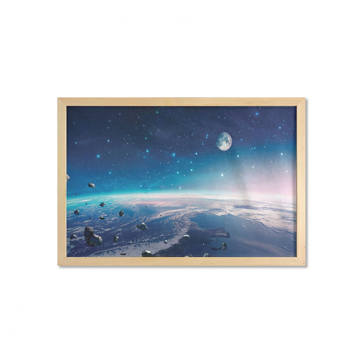 Universe Wall Art with Frame, Horizontal Image of Nebula with Planet ...
