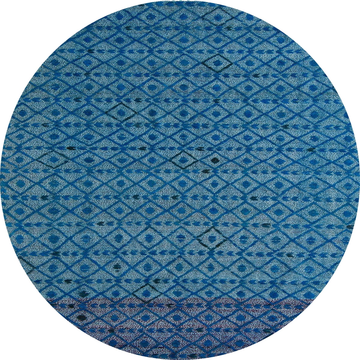 Ahgly Company Indoor Round Abstract Blue Ivy Blue Abstract Area Rugs, 5 ...