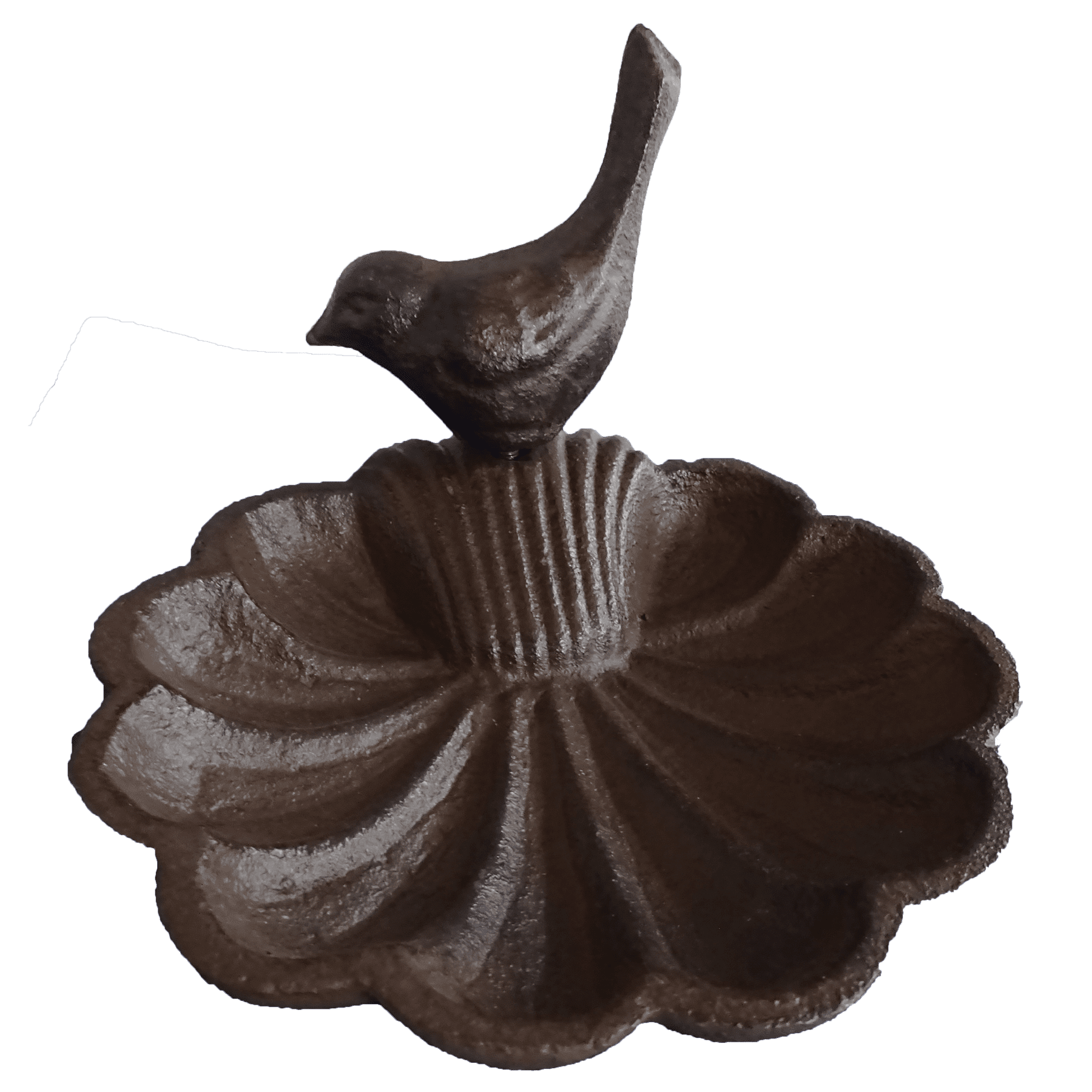 Small Wild Birds Feeder Cast Iron Bird on Scallop Shell Outdoor ...