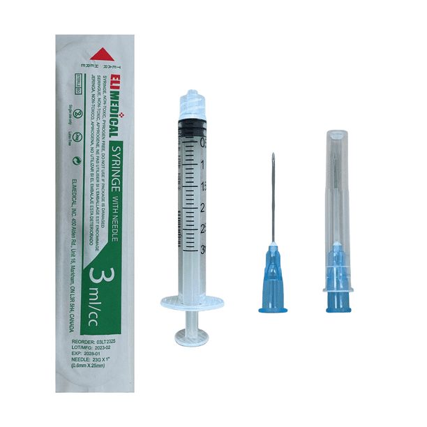 Elimedical Veterinary Syringe Combo, Luer Lock 3cc 23G x 1", 100pcs/box ...
