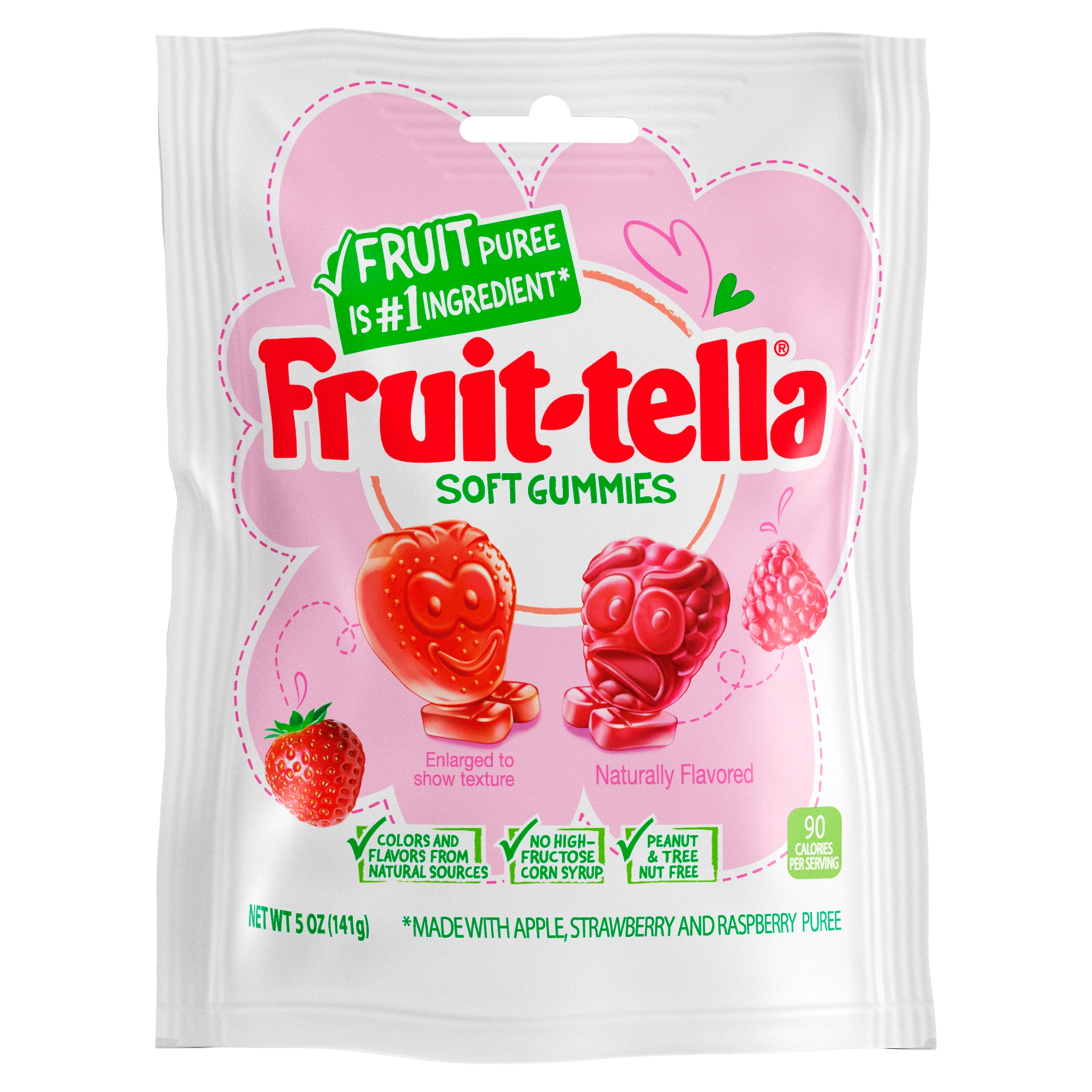 Fruit-tella Apple, Strawberry and Raspberry Puree Soft Gummies, 5 oz ...