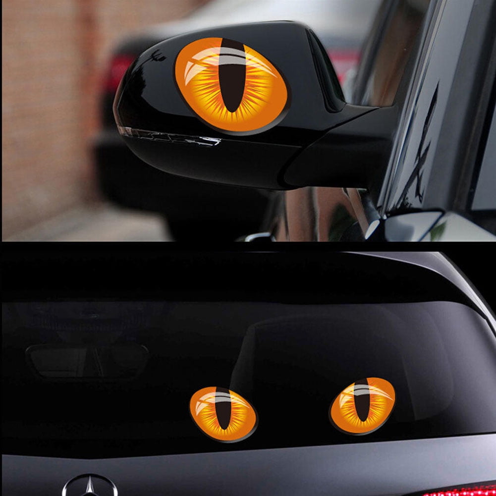XWQ 1 Pair 3D Cat Eyes Stickers Car Window Rearview Mirror Reflective ...