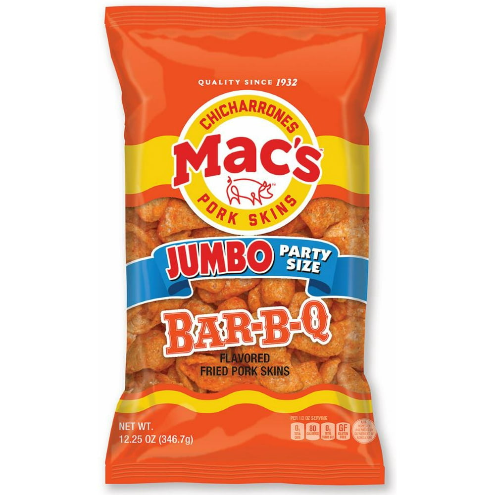 Mac's BBQ Fried Pork Skins, Jumbo Party Size, 12.25 Oz - Walmart.com ...
