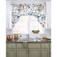 Blue Brown Spring Floral Kitchen Swag Valance for Window, Rod Pocket ...