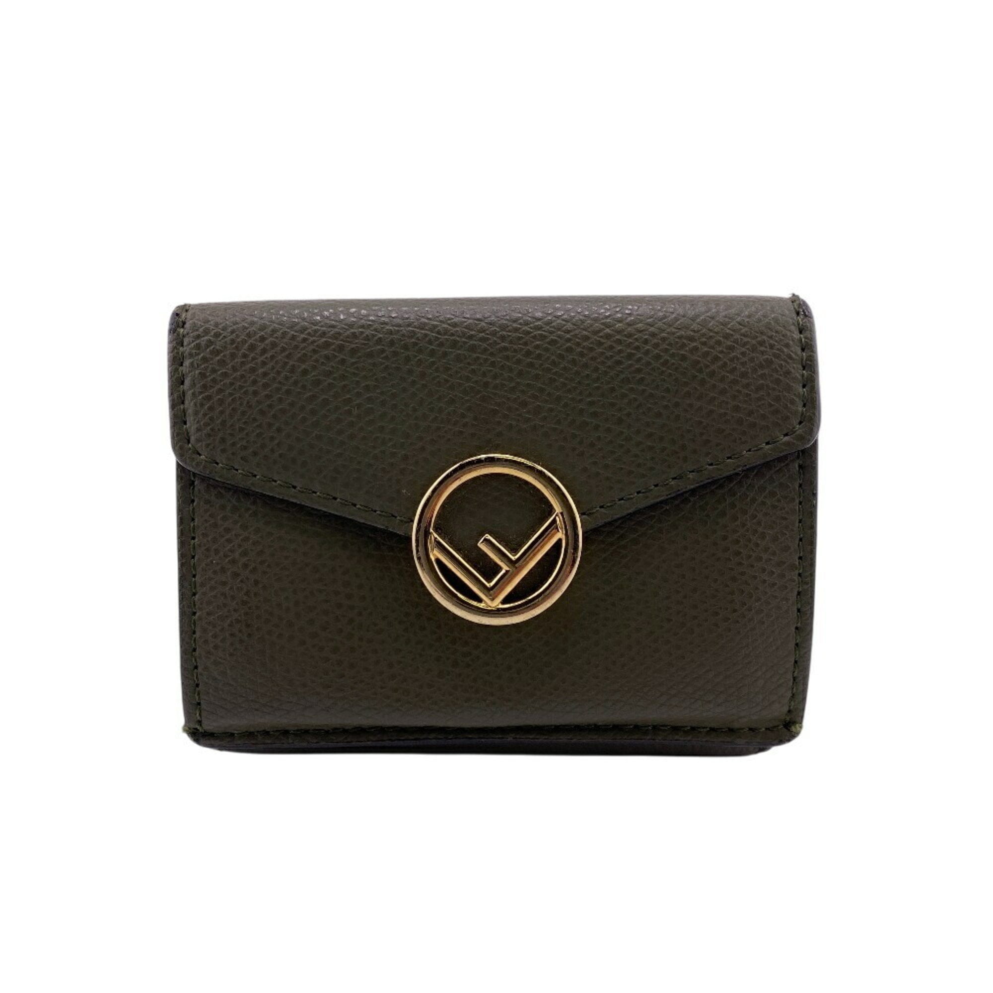 Pre-Owned FENDI 8M0395 F is Fendi Tri-fold Wallet Khaki Green Z0013175 ...