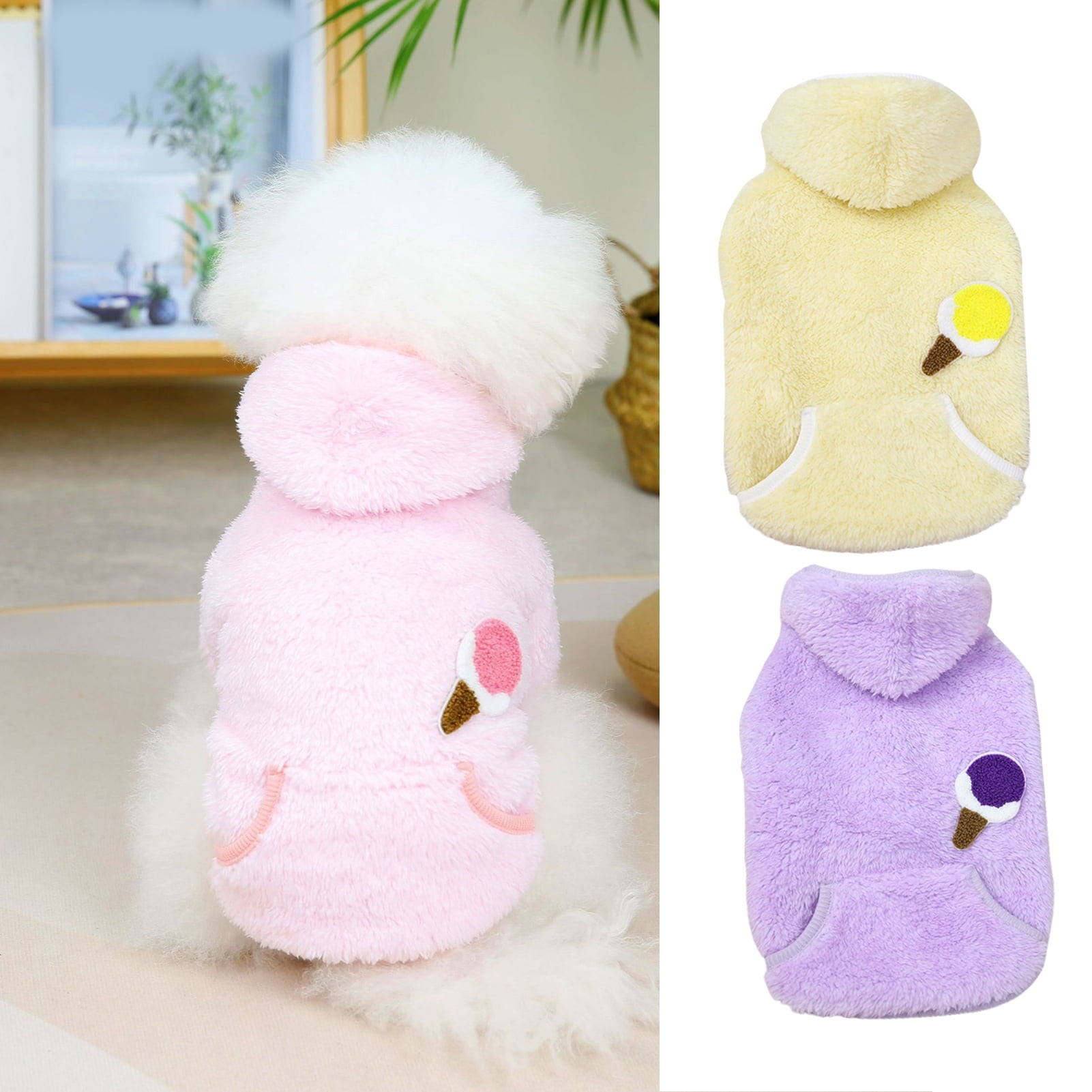 Pet Dog Hoodie Sweater Warm Soft Fleece Sweatshirts Fall Winter Puppy ...