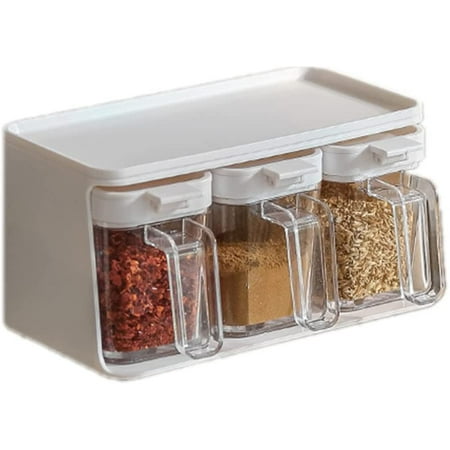3 Compartments Seasoning Box With Lid,Plastic Clear Seasoning Storage ...